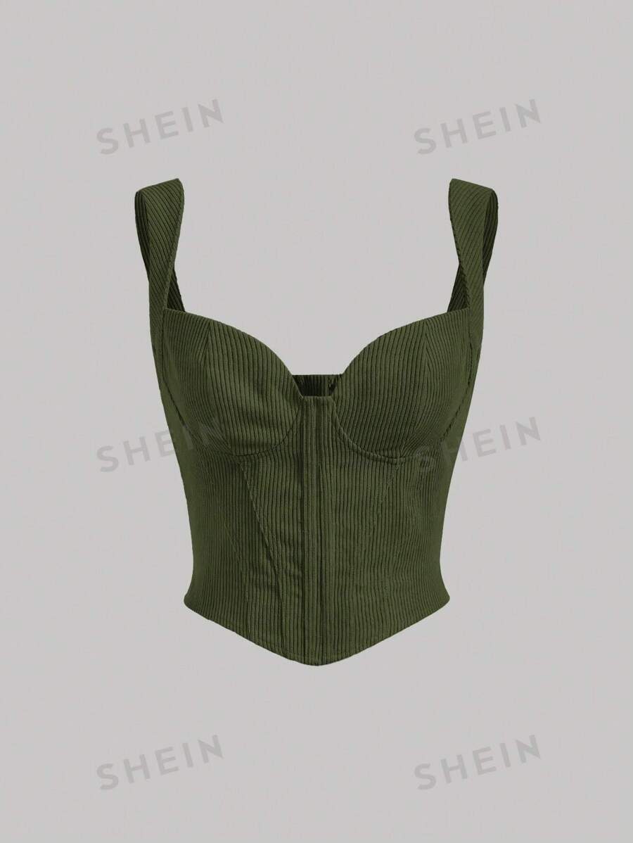 SHEIN MOD Zip Back Wide Straps Top Bustier Top | SHEIN UK