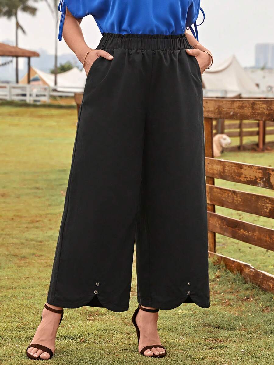 EMERY ROSE Pantalones de pierna ancha de cintura elástica | Mode de ...