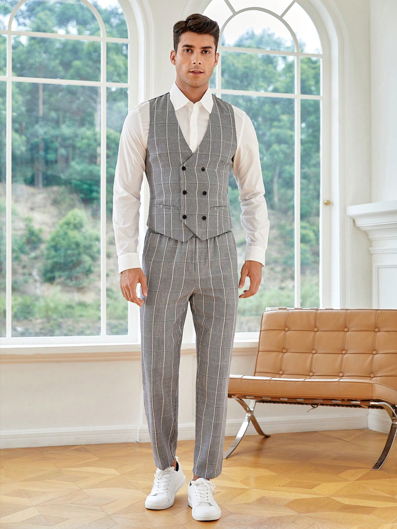 Manfinity Mode Homens 1 Peça Listrado Trespassado Colete | SHEIN PT