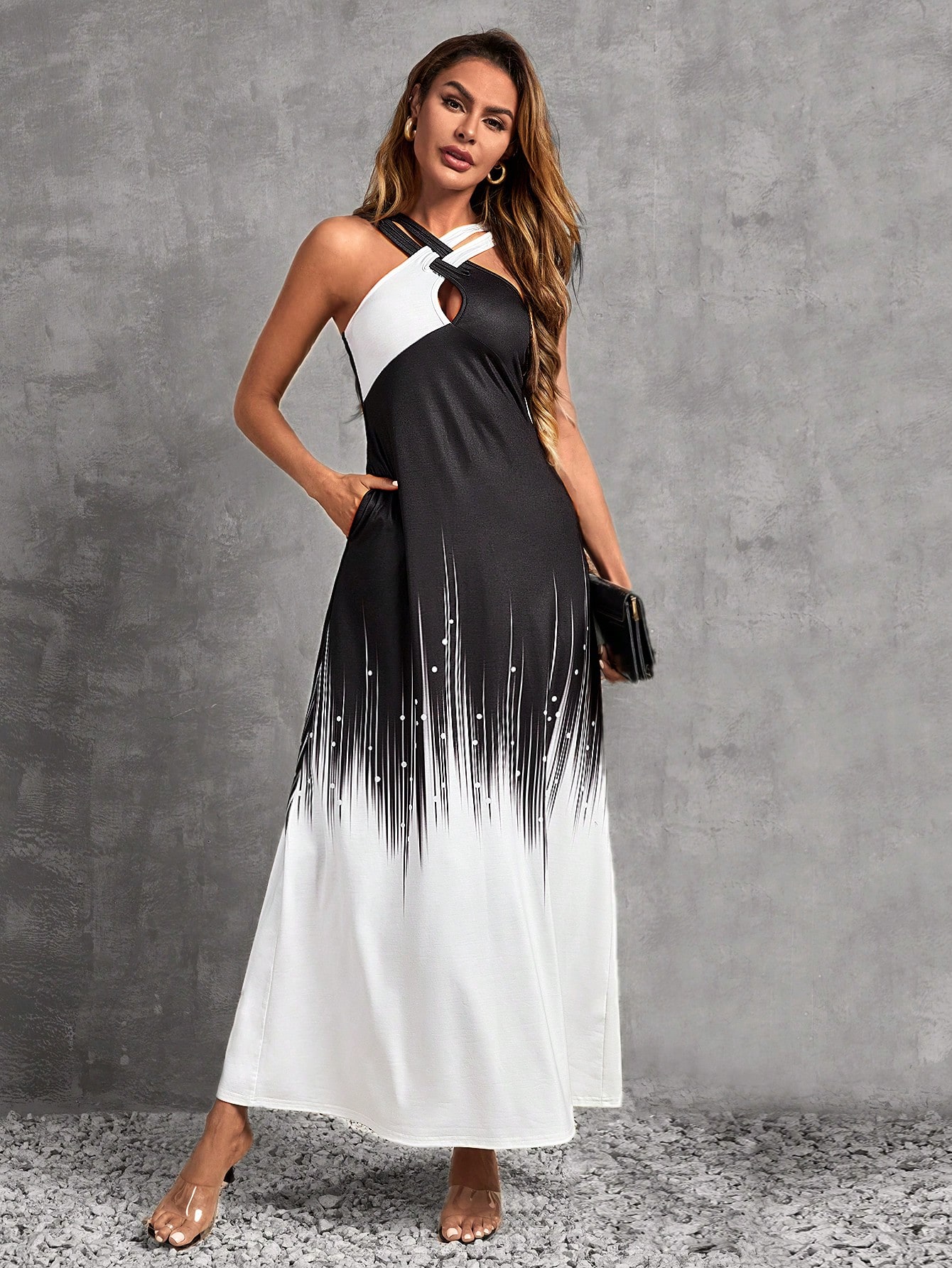 SHEIN Clasi Colorblock Criss Cross Front Dress | SHEIN USA