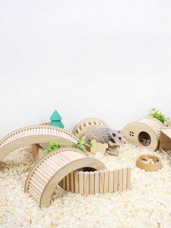 1pc Wooden Hamster Training Toy, Modern Bridge Design Hamster Toy For ...