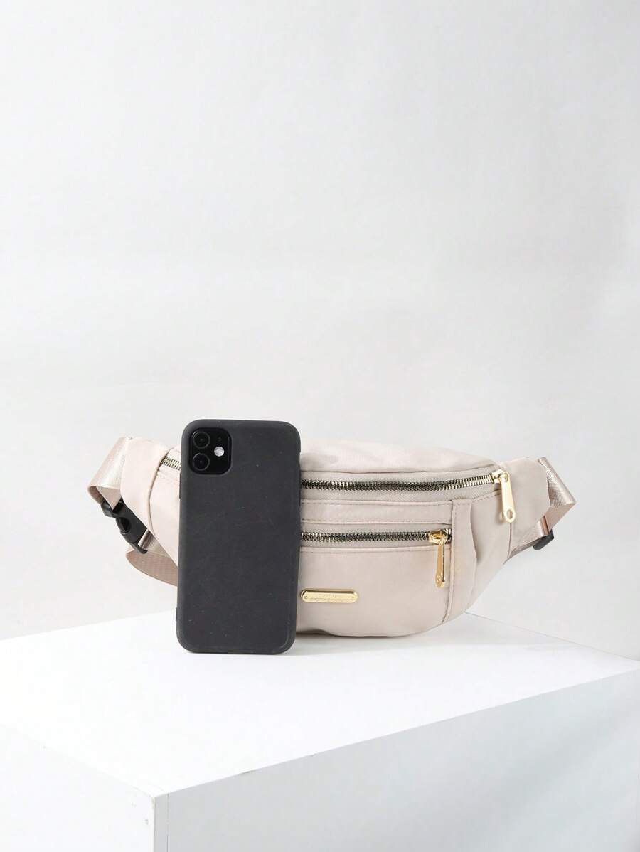 Metal Decor Release Buckle Detail Fanny Pack, Preppy Bum Bag For The ...