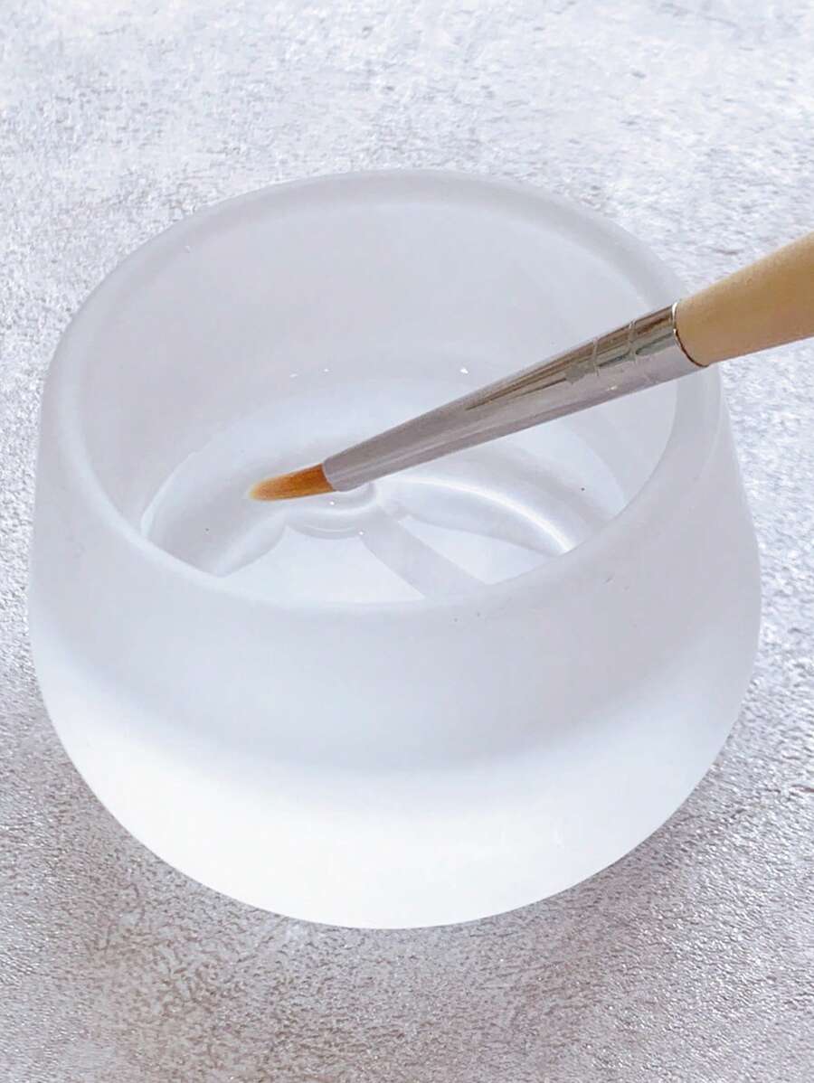1Pc Frosted Glass Nail Art Cup Dappen Dish With Metal Lid, Acrylic ...