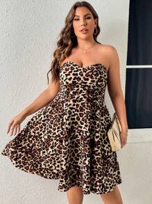 SHEIN Clasi Plus Leopard Print Tube Dress | SHEIN USA