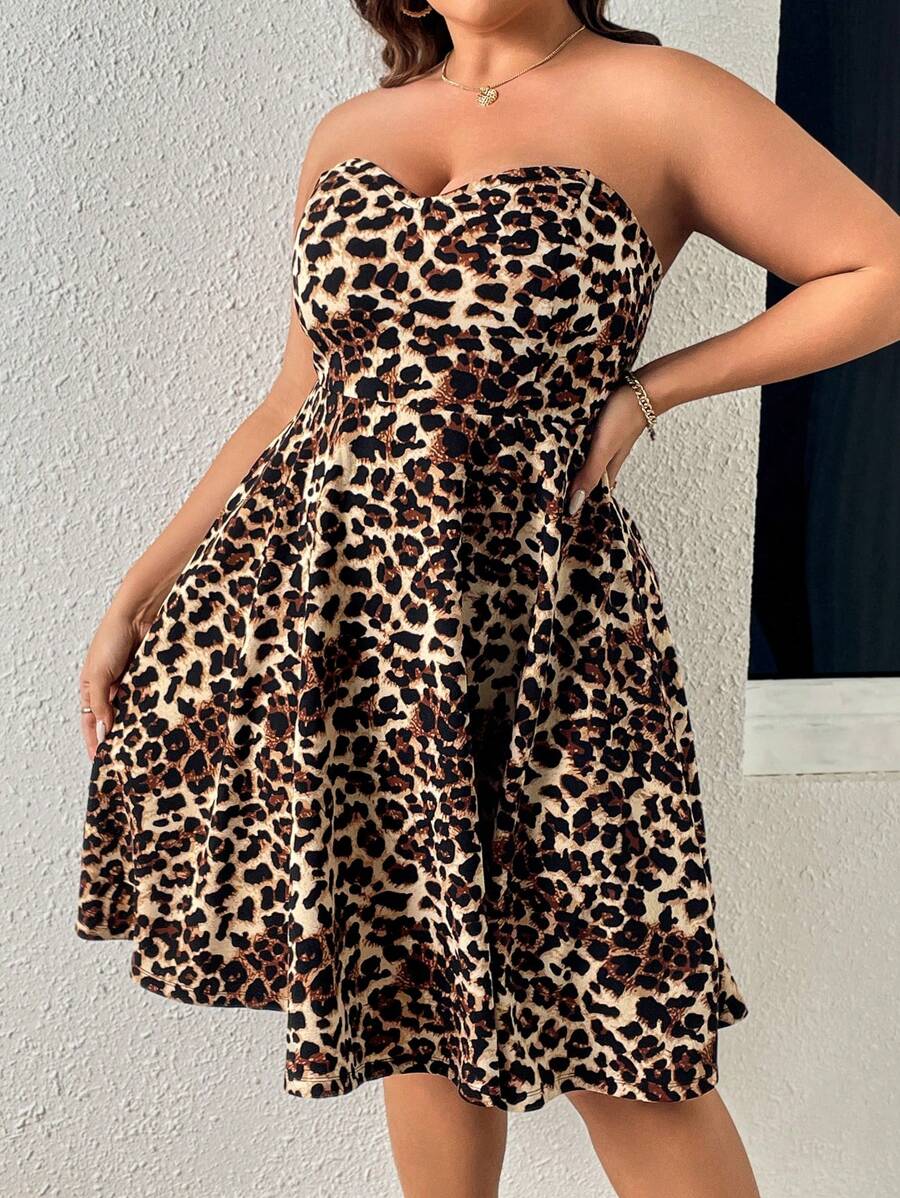 SHEIN Clasi Plus Leopard Print Tube Dress | SHEIN USA