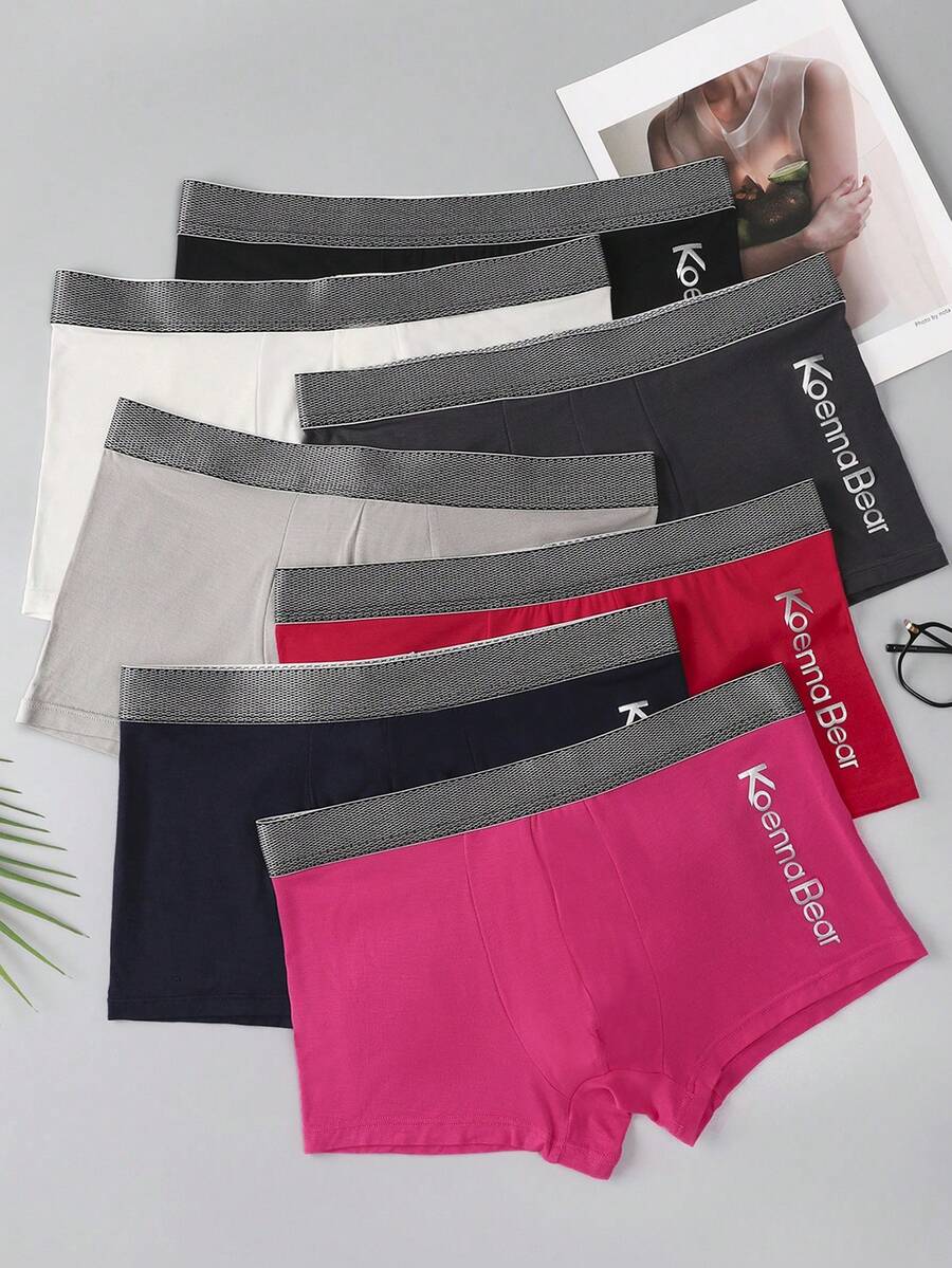 Men 7pcs Letter Graphic Colorblock Boxer Brief | SHEIN USA