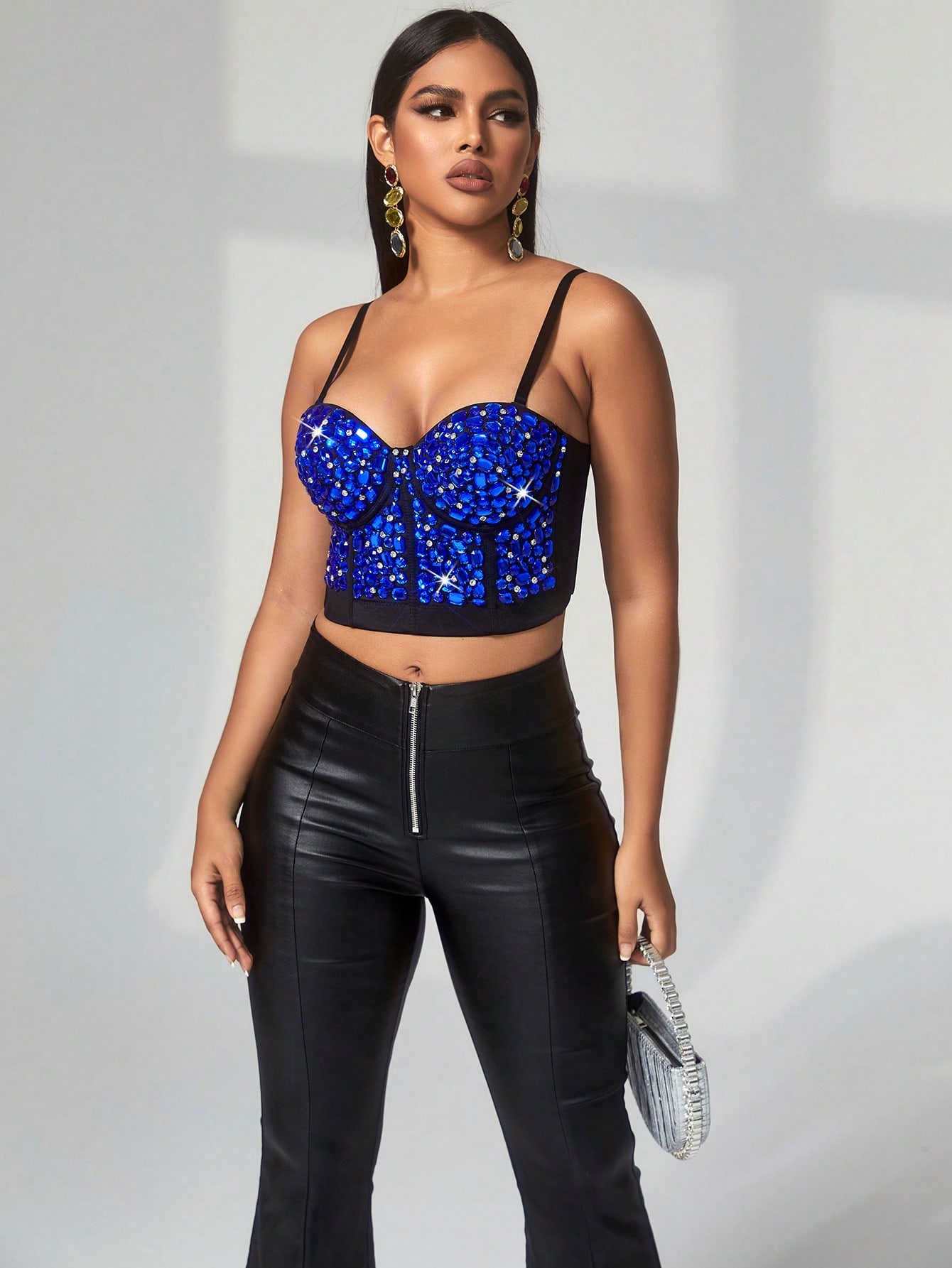 Rhinestone Detail Crop Cami Top | SHEIN UK