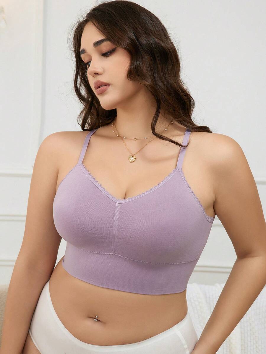 Plus Solid Wireless Bra | SHEIN USA