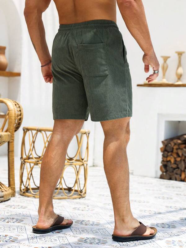 Manfinity Homme Men Letter Patched Detail Drawstring Waist Shorts