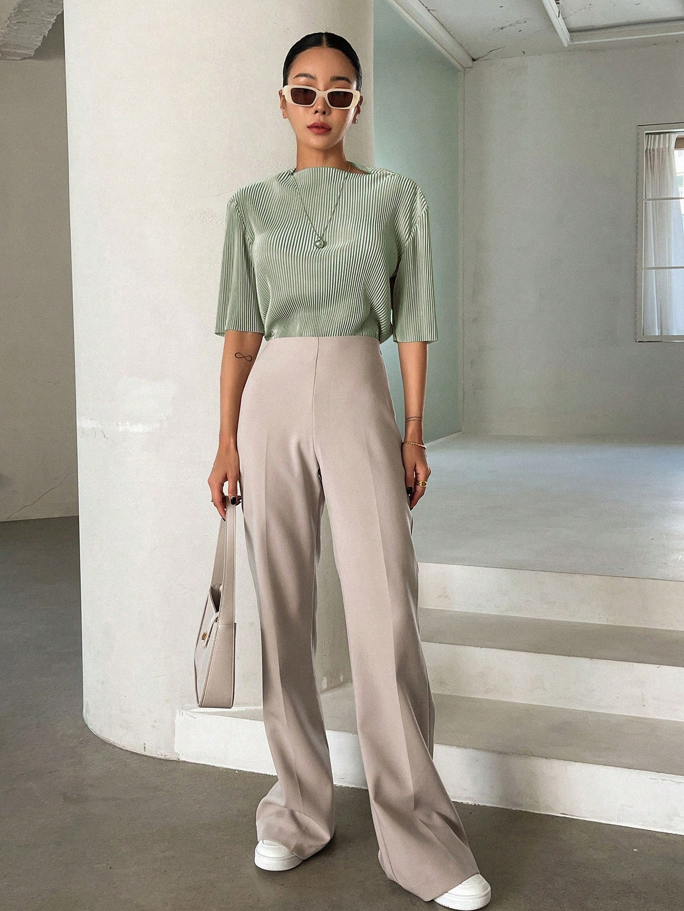 DAZY Solid Mock Neck Drop Shoulder Tee | SHEIN USA