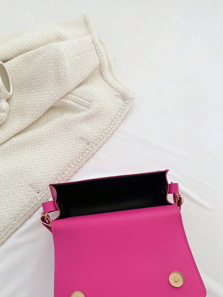 Neon Pink Flap Square Bag Embossed Detail Funky | SHEIN EUR