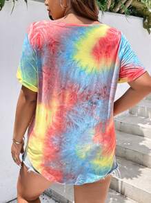 SHEIN LUNE Plus Tie Dye Patched Pocket Tee | SHEIN USA