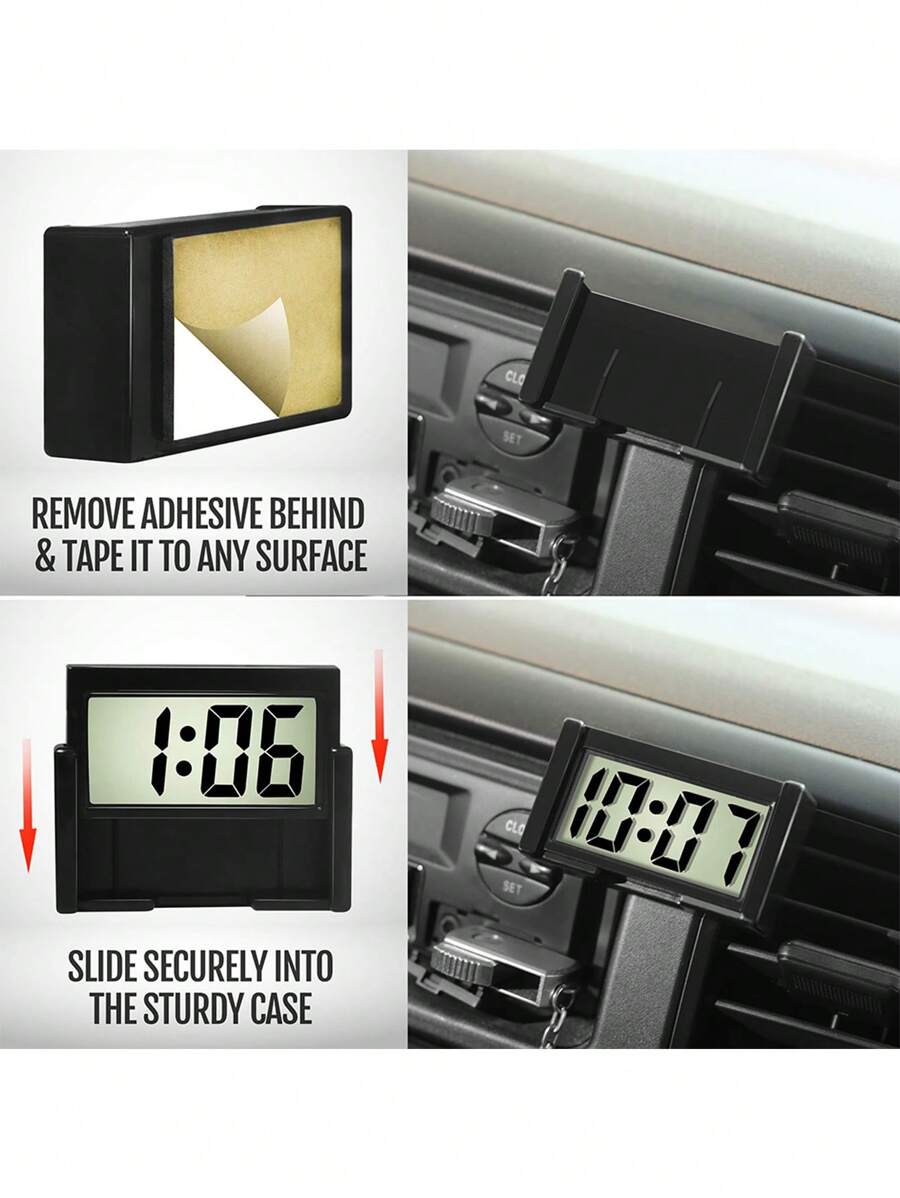Car Dashboard Digital Clock, Vehicle Adhesive Clock With Jumbo LCD Time ...