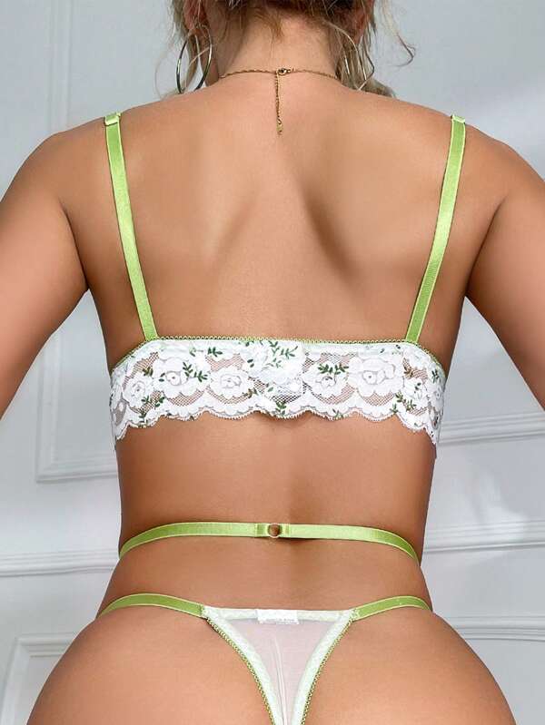 Floral Lace Cut Out Lingerie Set Shein Usa