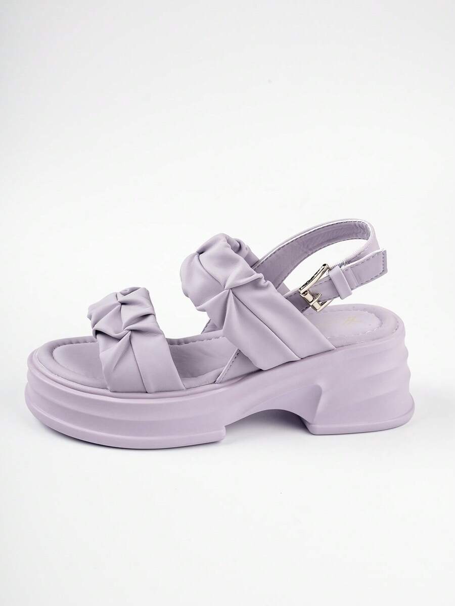Fashion Purple Sandals For Women, Ruched Detail Flatform Slingback ...