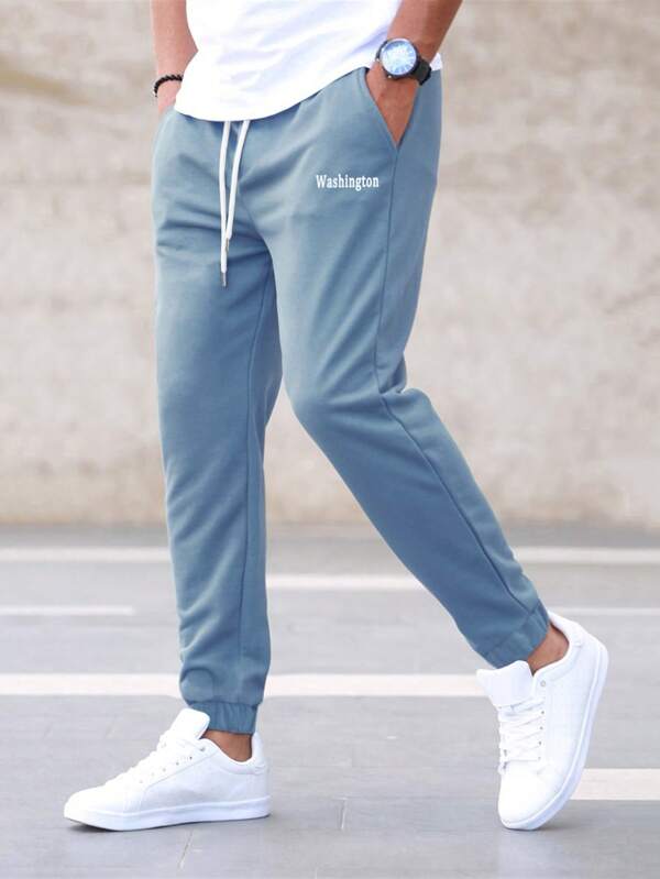 Manfinity Homme Men Letter Graphic Drawstring Waist Joggers | SHEIN UK