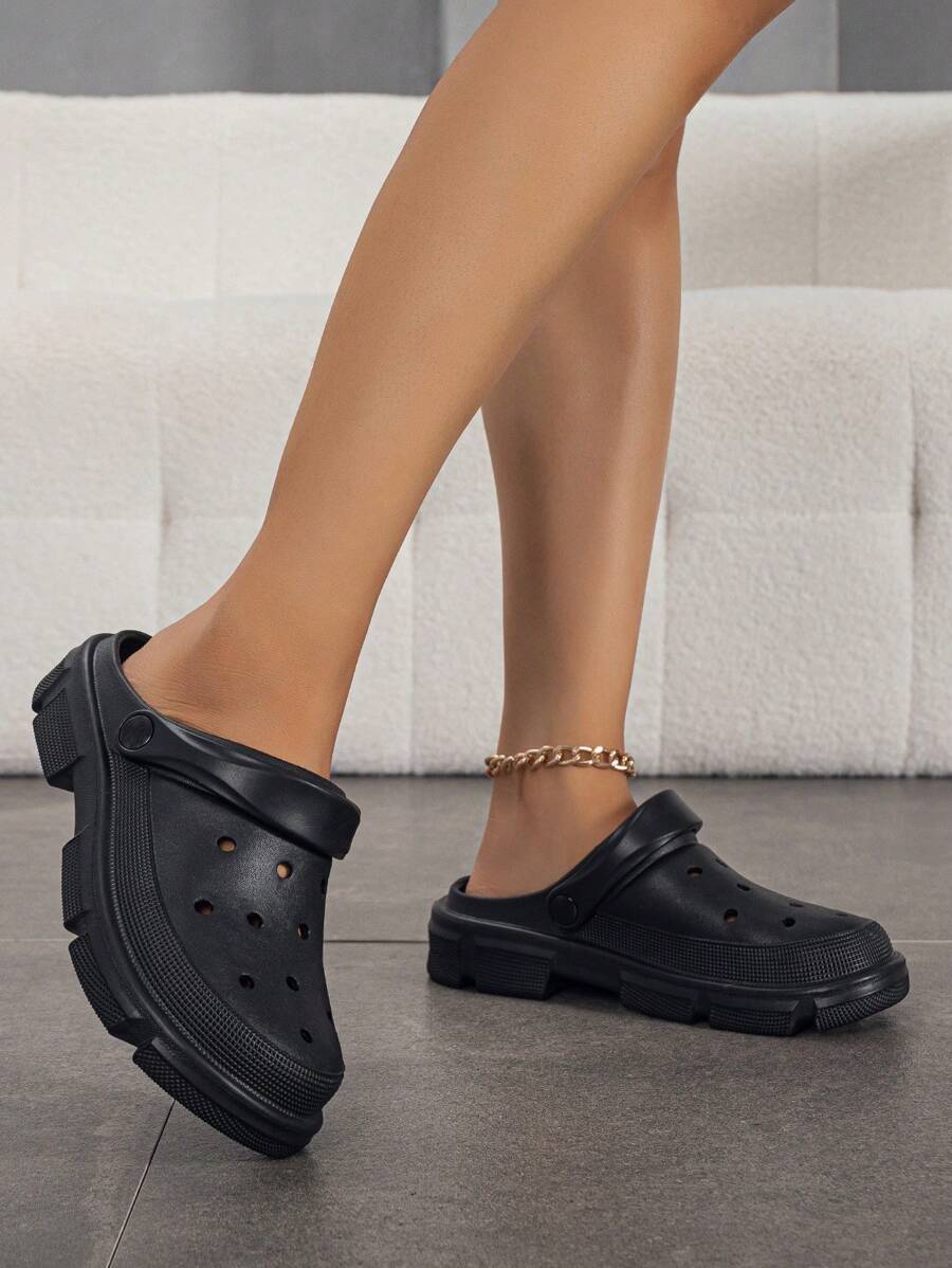 Women Hollow Out Vented Clogs, Cool Summer Black EVA Clogs | SHEIN USA