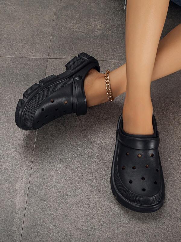 Women Hollow Out Vented Clogs, Cool Summer Black EVA Clogs | SHEIN USA