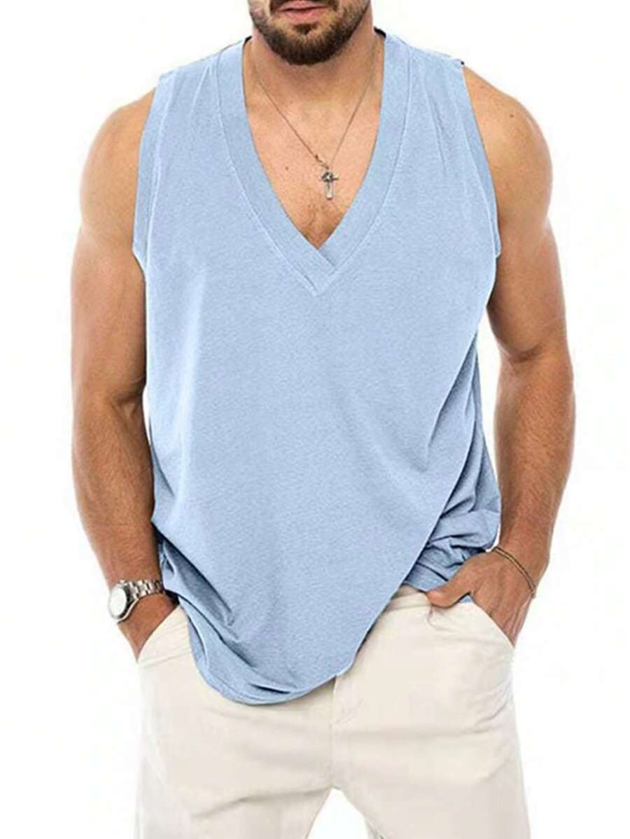Men Solid V Neck Tank Top | SHEIN USA