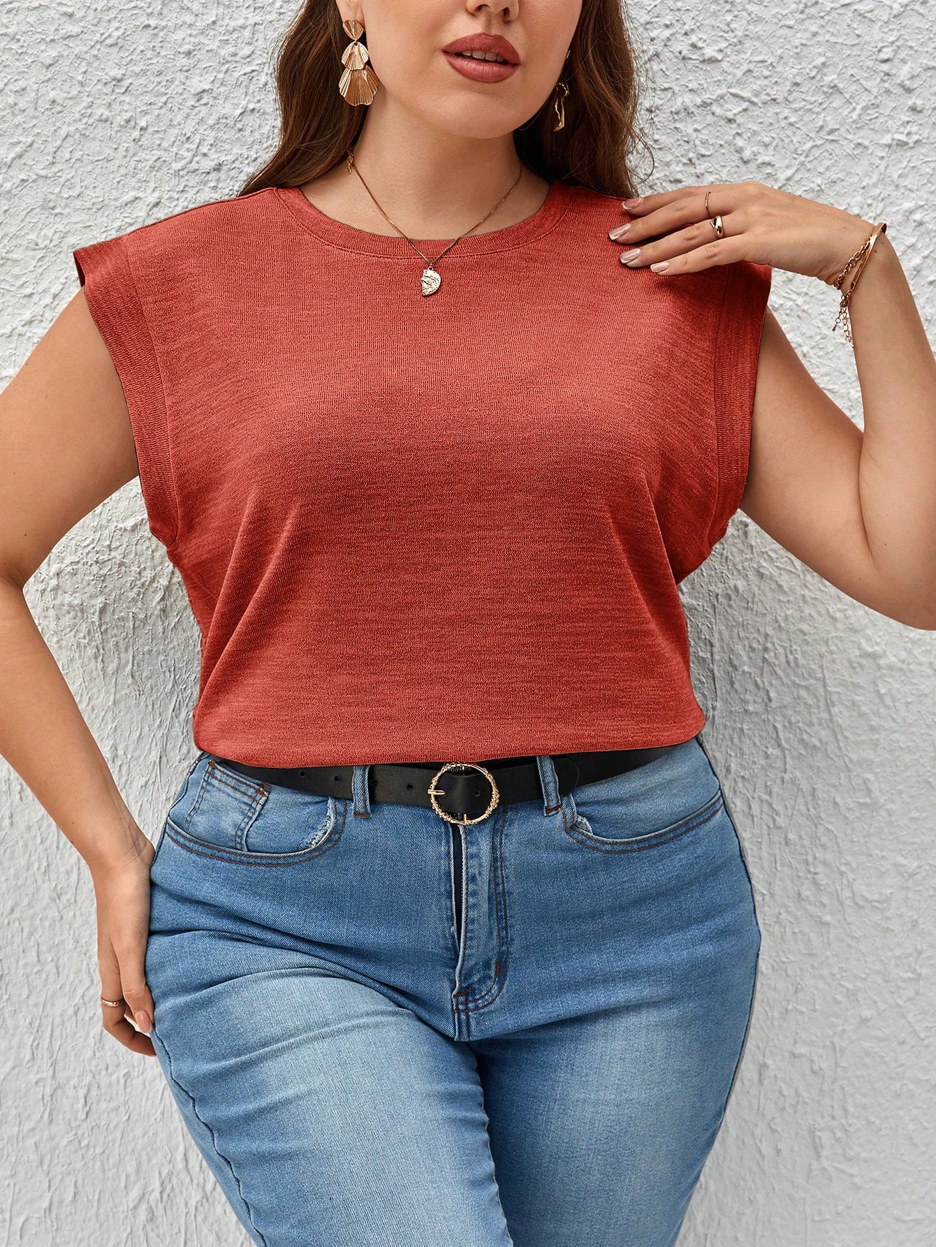 Shein Essnce Plus Solid Batwing Sleeve Tee Shein Usa