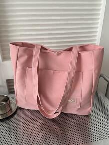 Letter Patch Decorated College Style Tote Bag School Bag For Graduate ...