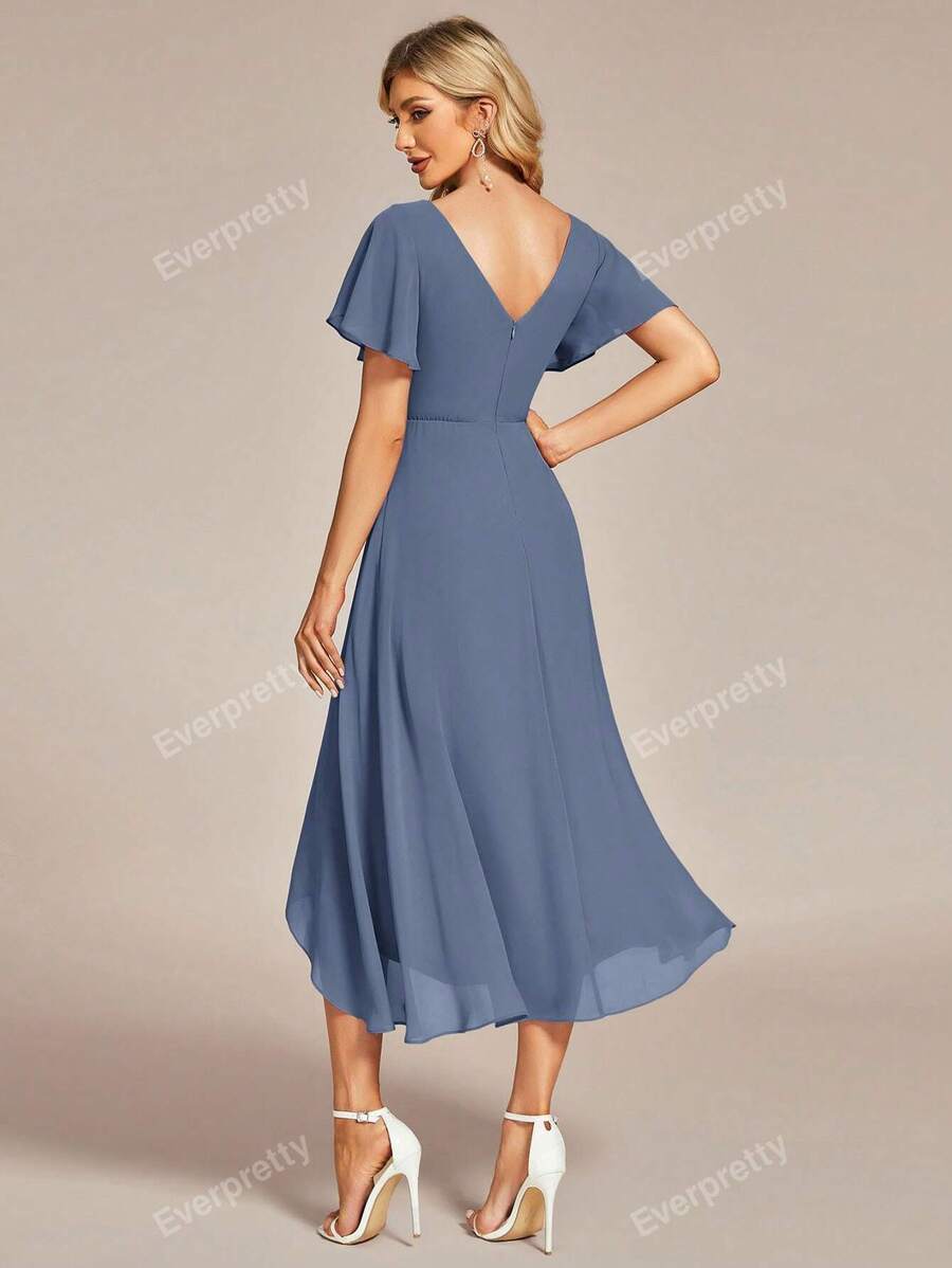 EVER-PRETTY EVER-PRETTY Elegant Spring V-Neck Ruffle Sleeve A-Line ...