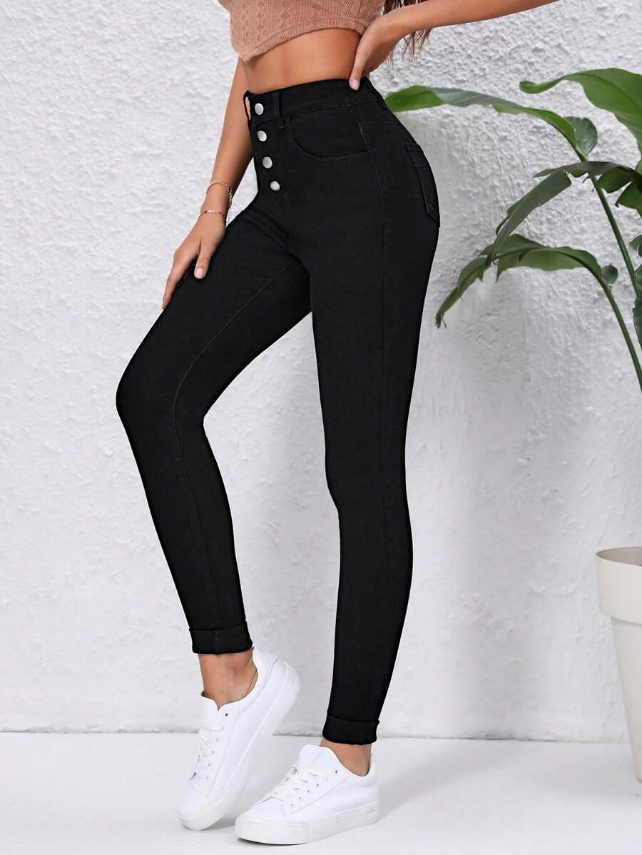Button Fly Skinny Jeans | SHEIN USA