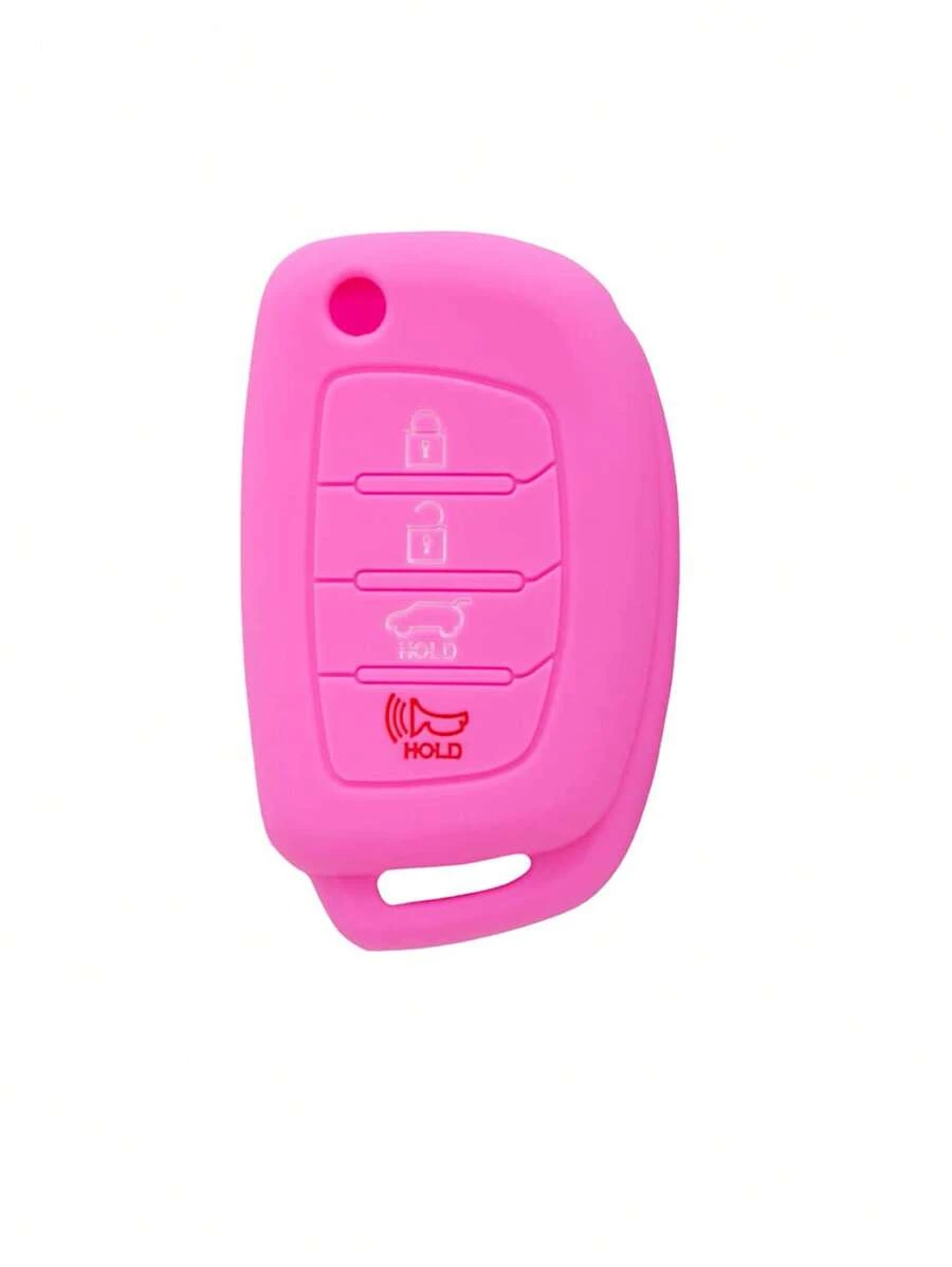 1pc Pink Silicone Car Key Protective Cover Anti-Fall For Hyundai Ix35 ...