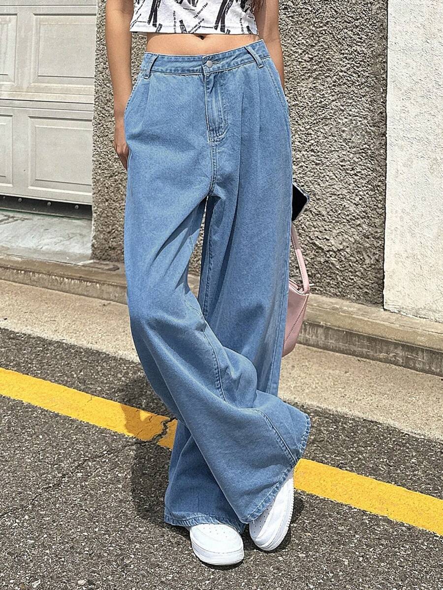 DAZY Solid Zipper Fly Jeans | SHEIN USA