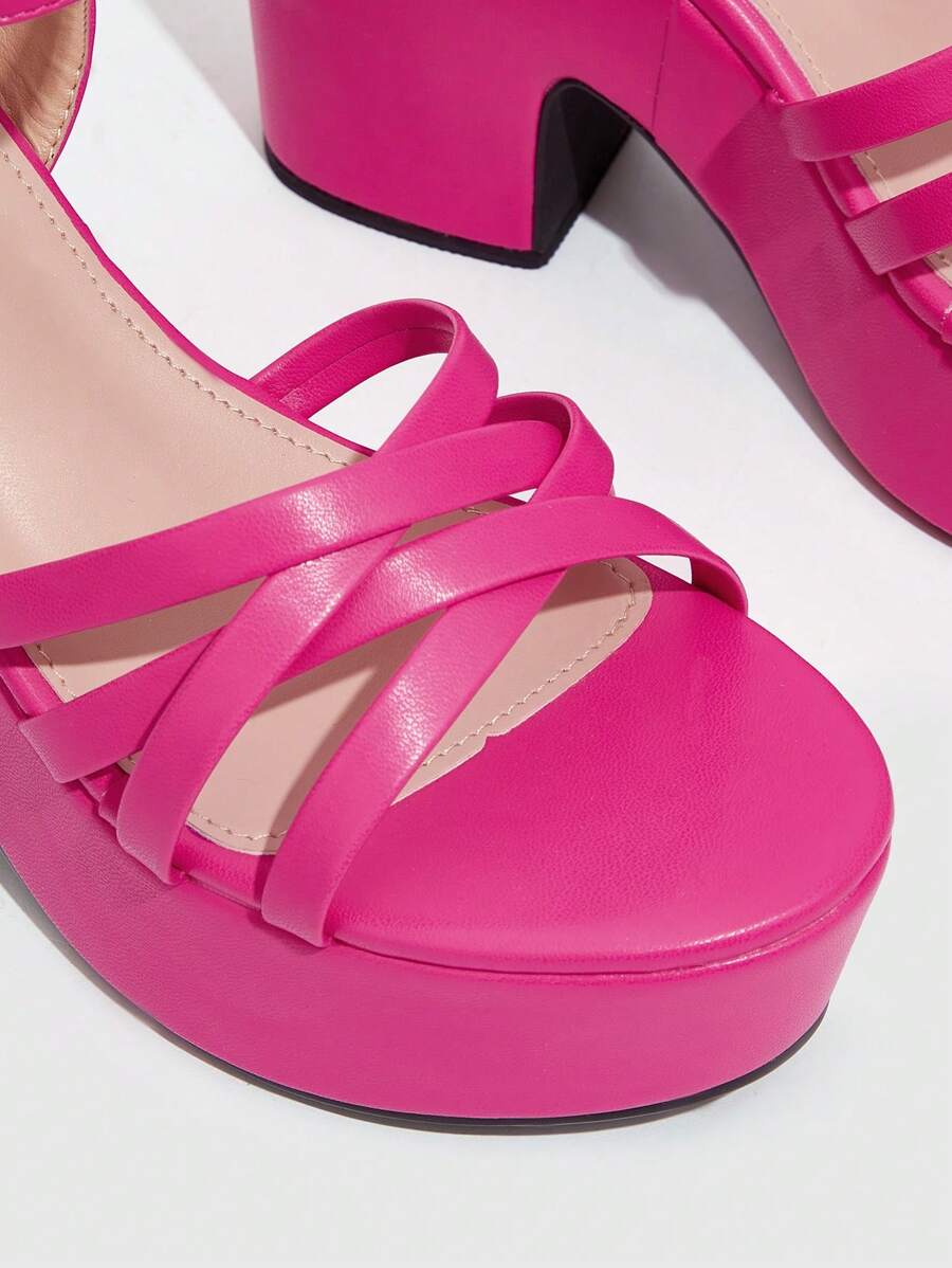 CUCCOO SZL Woman Shoes Cross Strap Chunky Heeled Sandals, Funky Hot ...