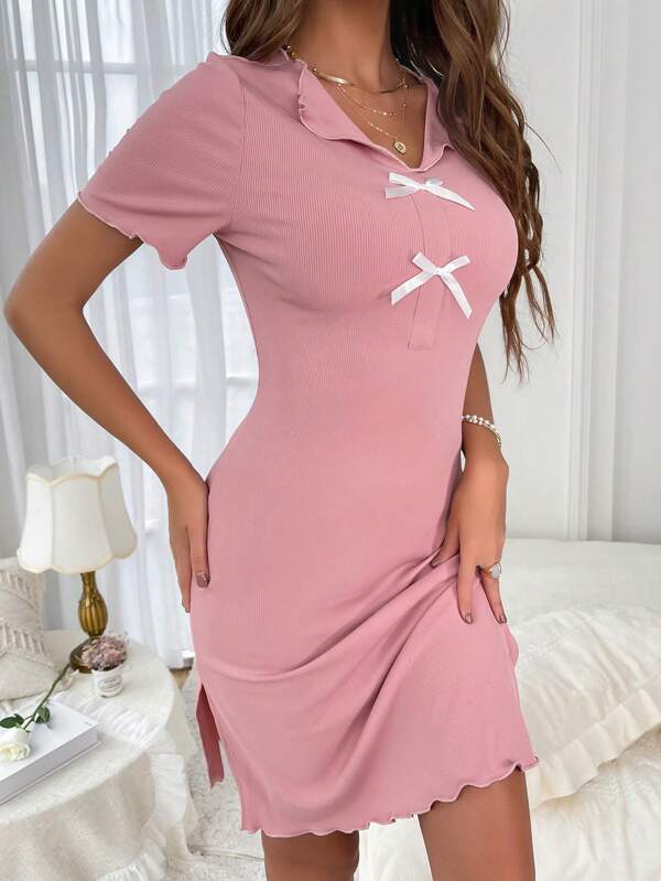 فساتين نوم & قمصان نوم عقدة الفراشة زينة على شكل نبات ممزق محبوك الصاف ...