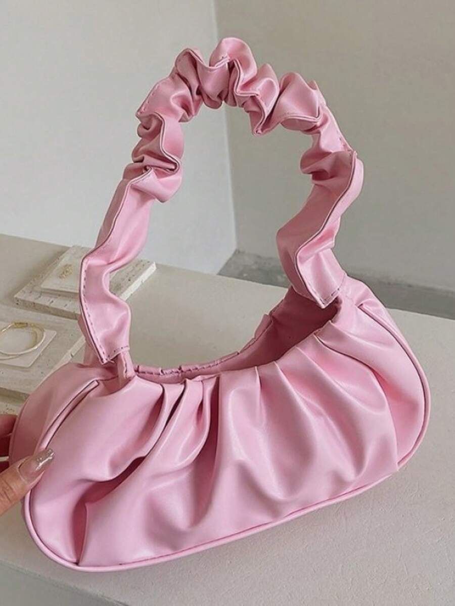 Minimalist Ruched Bag PU Solid Pink | SHEIN USA