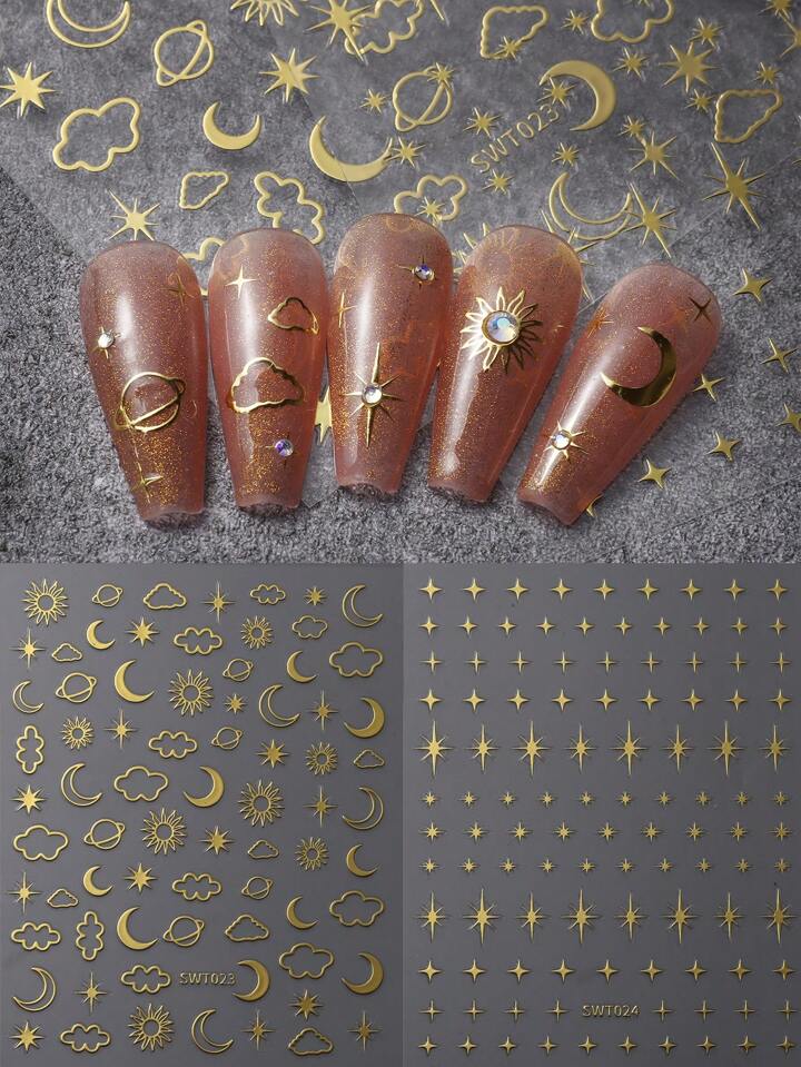 Metallic Gold Nail Polish Stickers