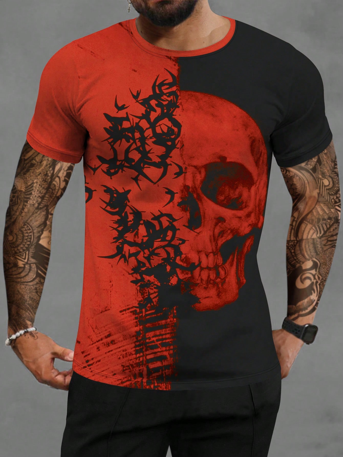 Manfinity LEGND Men Two Tone Skull Print Tee | SHEIN USA
