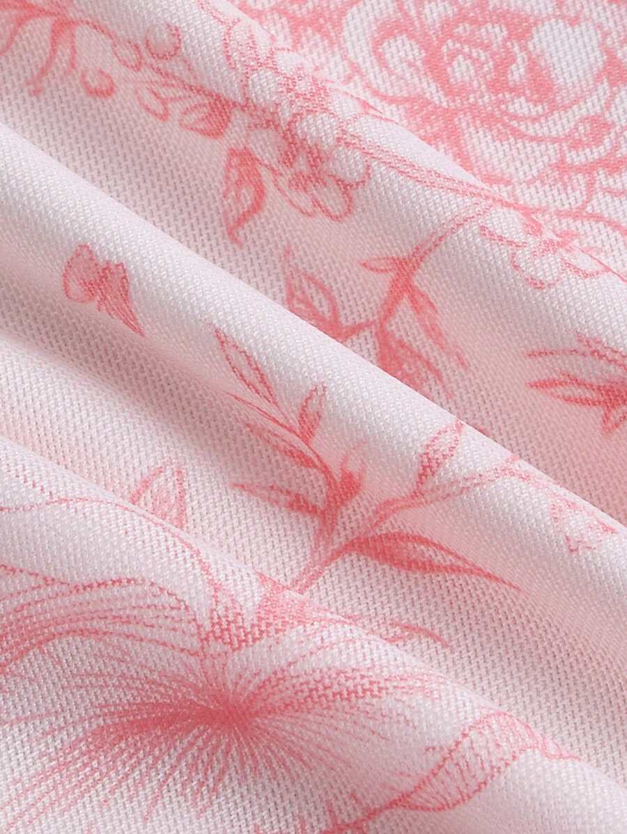 SHEIN MOD Vestido Mini Rosa de Tule com Estampa Floral e Cordão na ...