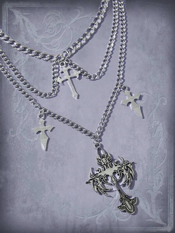 Goth 1pc Fashion Cross Decor Chain Pendant Necklace | SHEIN USA