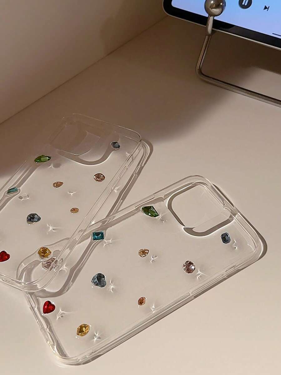 SHEIN X Jess Rhinestone Decor Clear Phone Case Compatible With IPhone ...