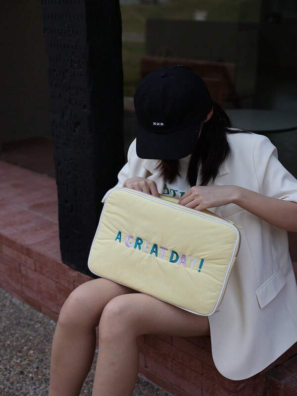 14 Inch Letter Embroidered Laptop Bag | SHEIN USA