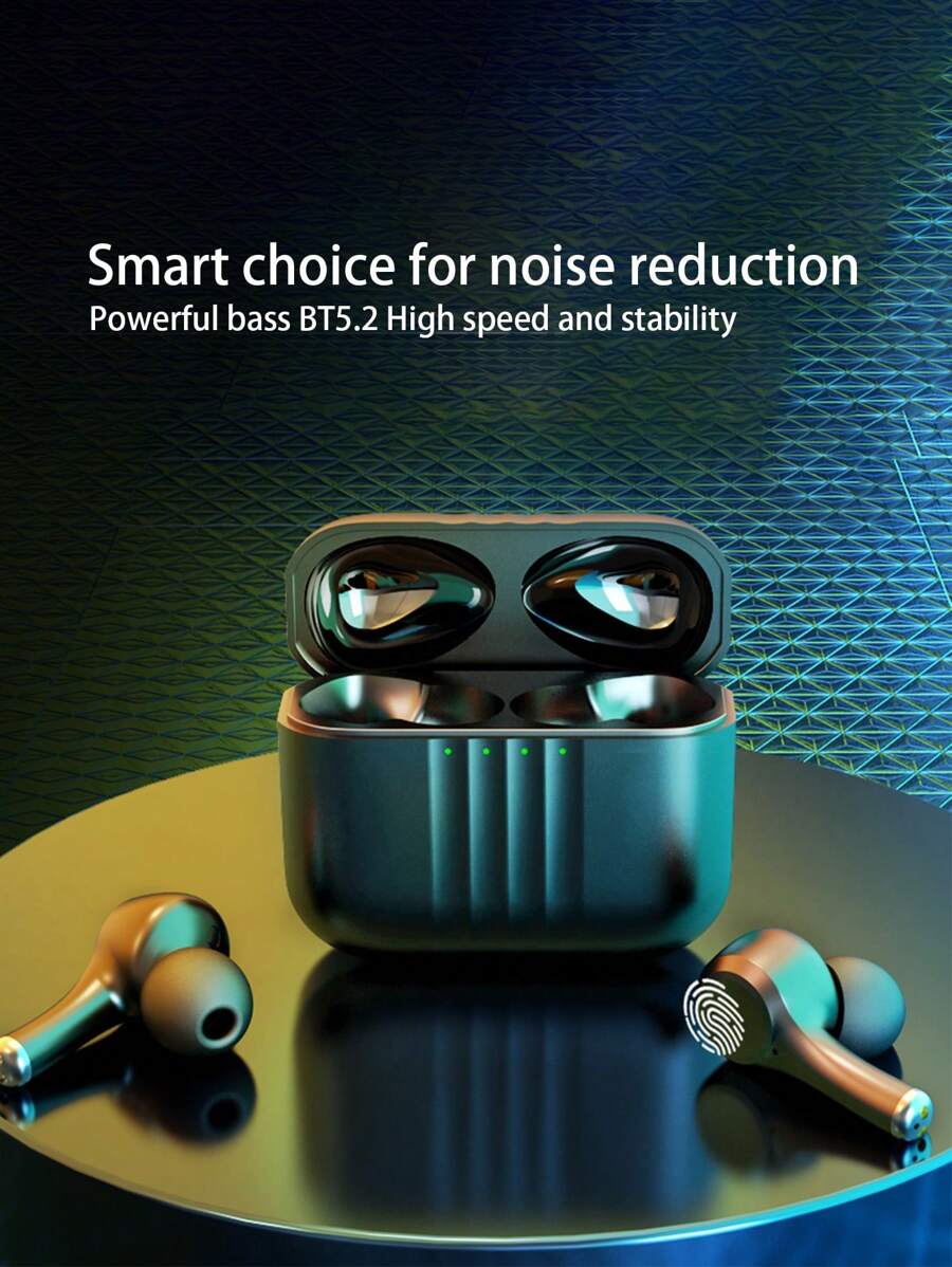 Simple Smart Touch Control Vertical Stripe Black Bluetooth Earphones ...