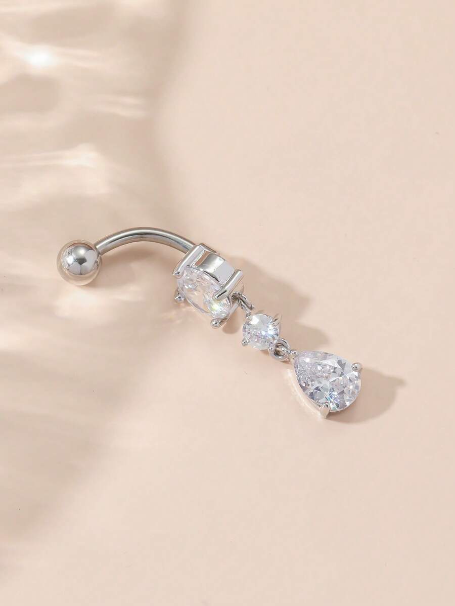 Cubic Zirconia Water-drop Decor Navel Belly Ring | SHEIN USA