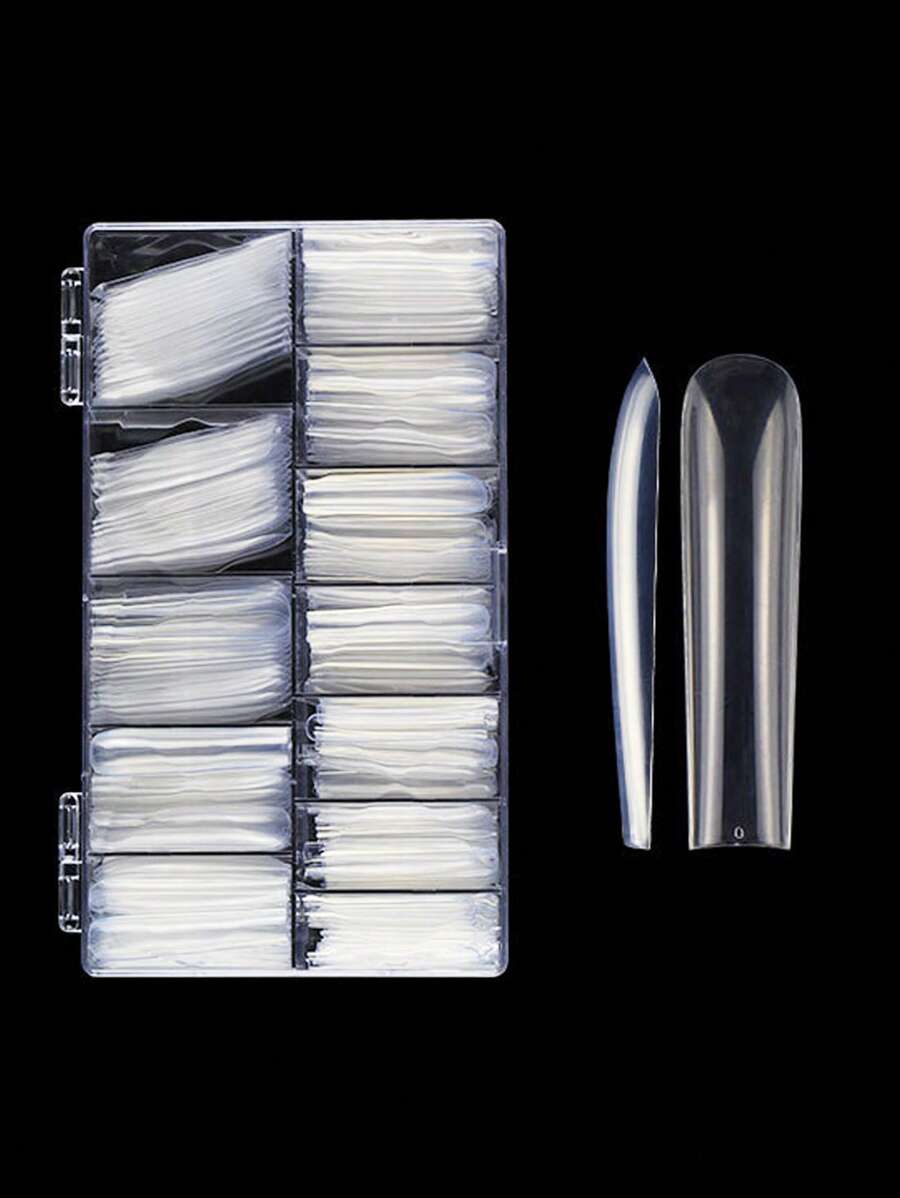 360pcs 3XL Square Nail Tip Clear Artificial Fingernail Full Cover Press ...