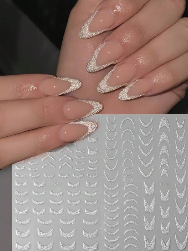 2 fogli brillante francese 3D righe Adesivo per unghie arte ...