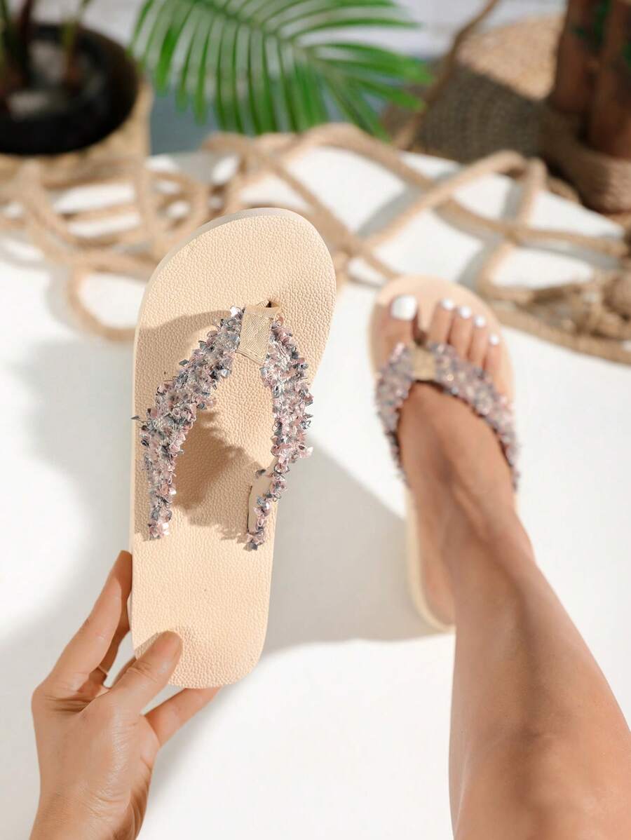Women Braid Detail Flip Flops, Vacation Beach Flip Flops | SHEIN USA
