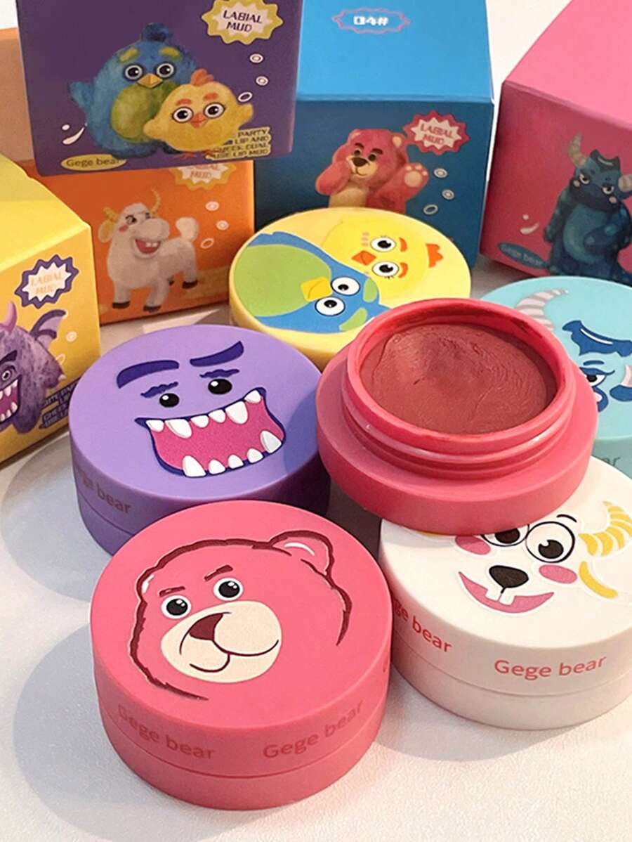 Gege Bear Matte Mist Monster Print Lip Clay,Long-Lasting Wear Non-Fading Lip Mud Pigmented ...