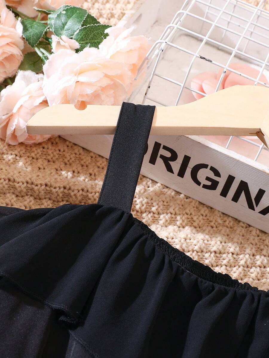 SHEIN Tween Girl Cold Shoulder Ruffle Trim Dress | SHEIN USA