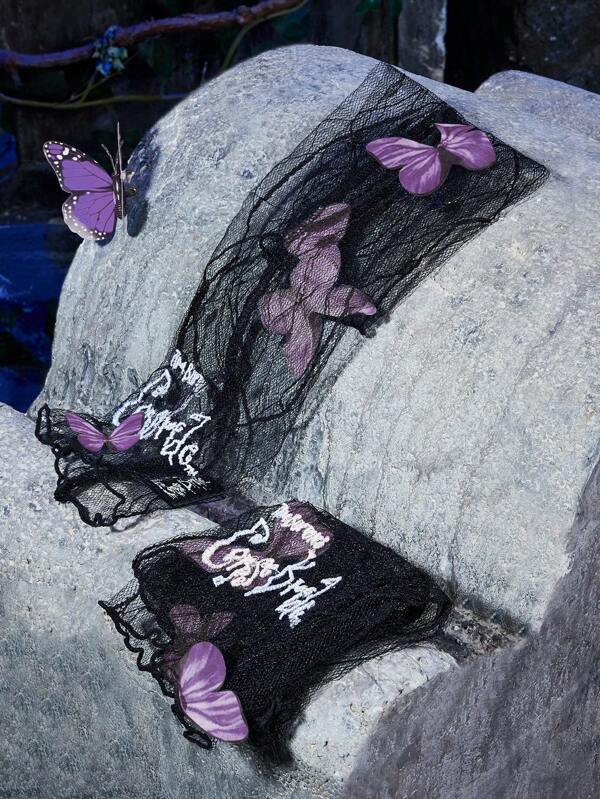 Corpse Bride | ROMWE 1pair Women Letter Butterfly Decor Arm Sleeves ...