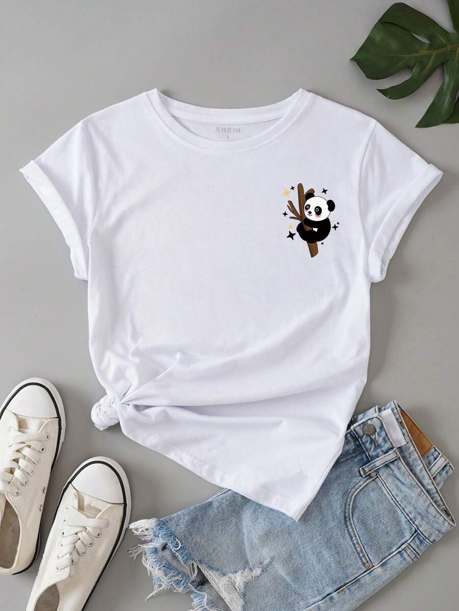 SHEIN LUNE Panda Print Tee | SHEIN USA