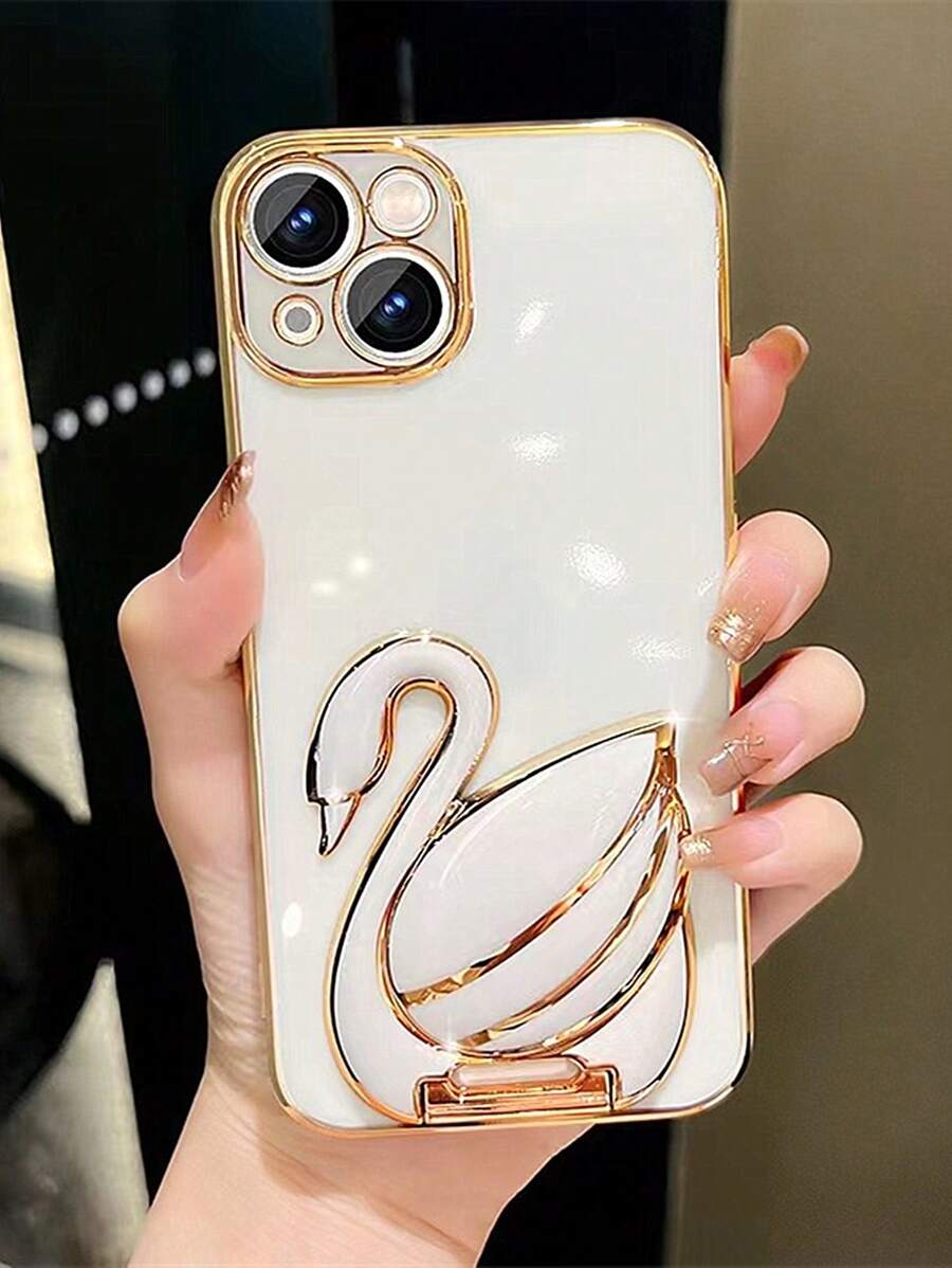 Swan Decor Phone Case With Stand | SHEIN USA