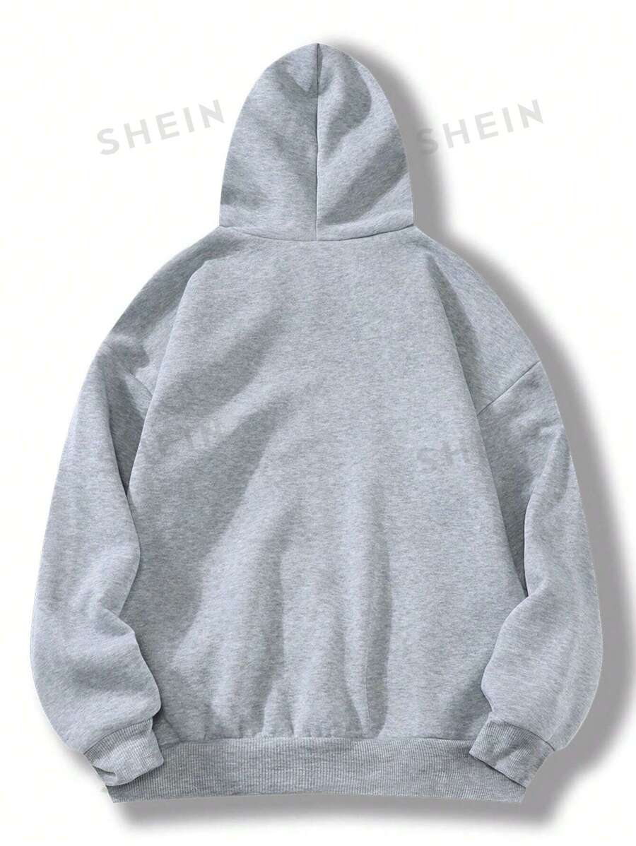 Shein Ezwear Plus Kangaroo Pocket Drawstring Thermal Hoodie Shein Usa