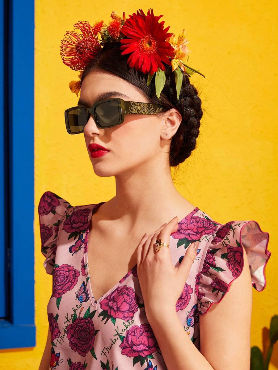 Frida Kahlo X SHEIN 1 par de óculos de moda feminina com armação ...